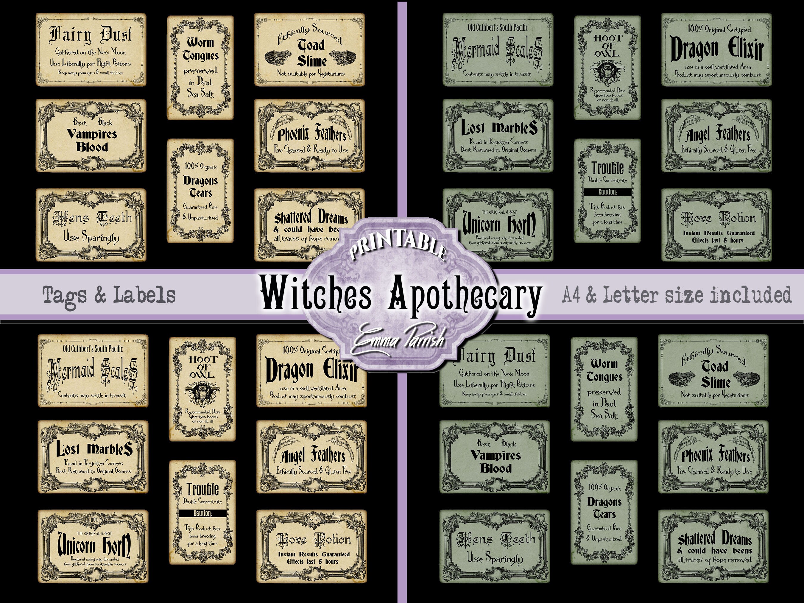 Witch Printable Apothecary Labels, Witchcraft Ephemera, Junk Journal ...