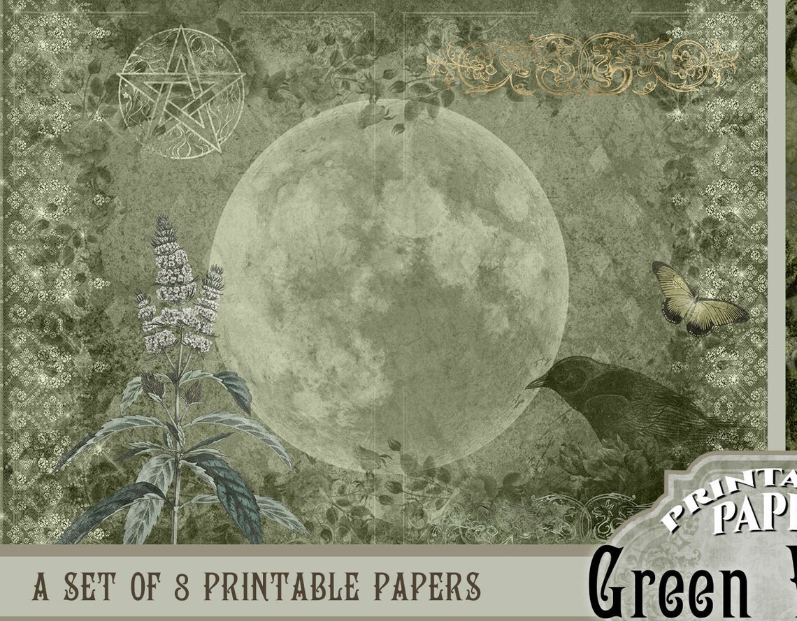 Green Witch Printable Paper Set Junk Journal Printable Kit - Etsy
