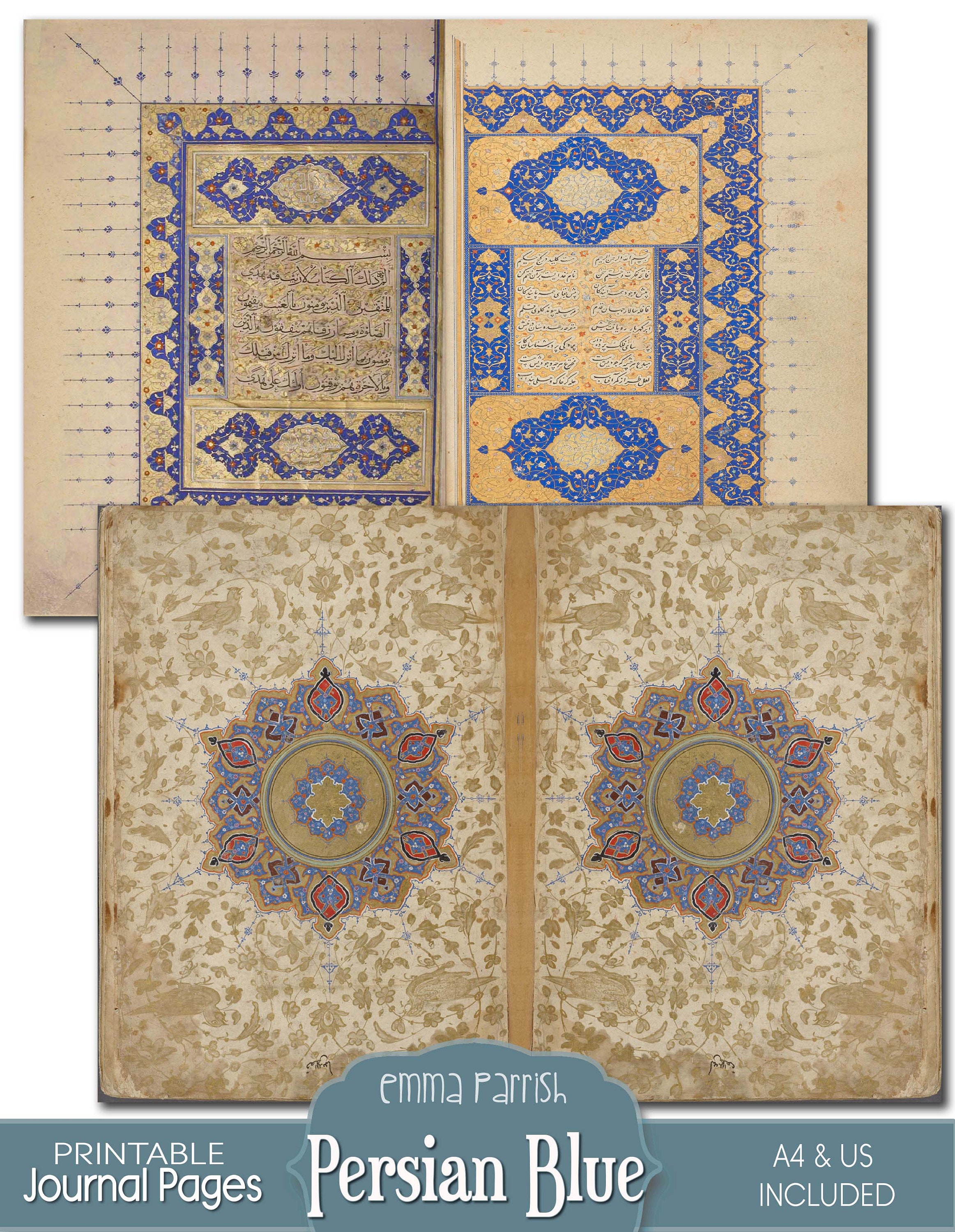 Persian Blue Journal Printable Pages Boho Paper Persia - Etsy