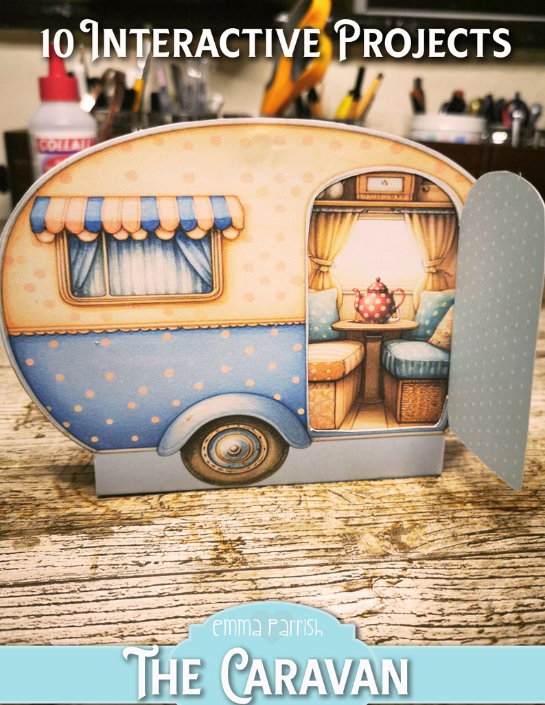 Cute Caravan Printable Junk Journal Folio, 10 Interactive Papercraft ...
