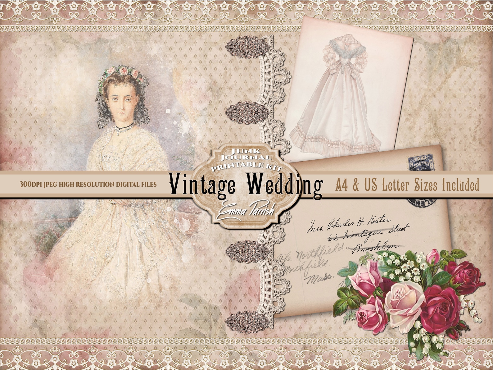 Vintage Wedding Junk Journal Kit, Shabby Chic Printable Journal ...