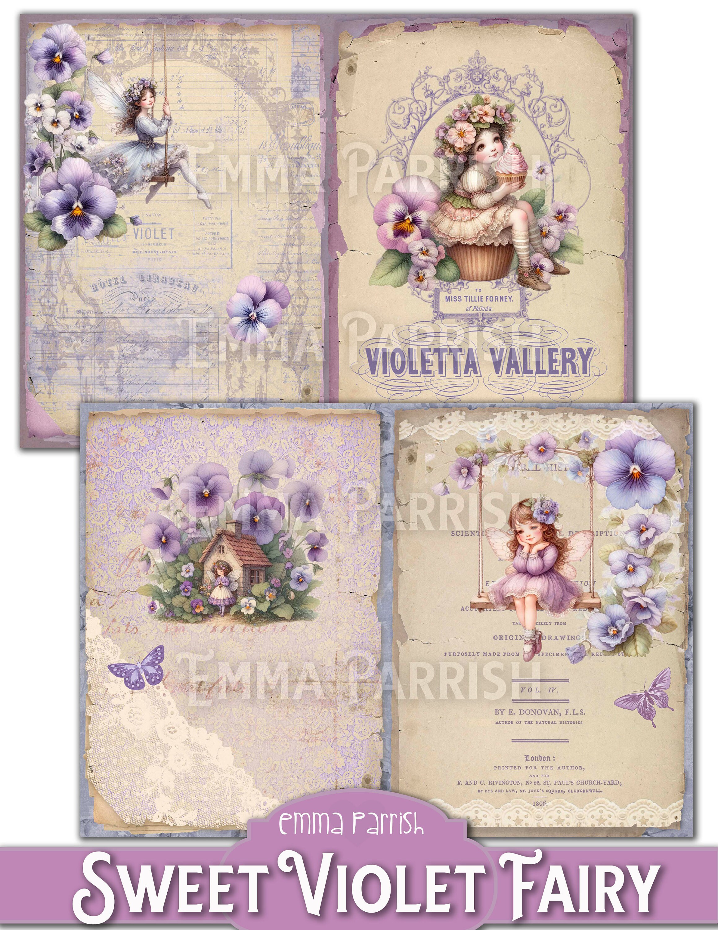 Sweet Violet Fairies Printable Journal Kit, Spring Flower Fairy Junk ...