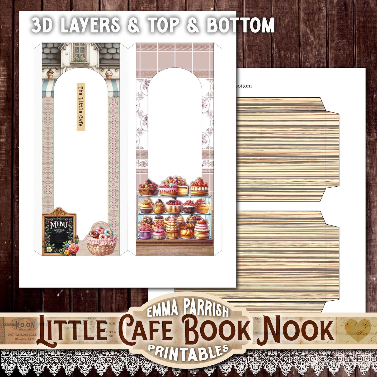 Little Cafe Book Nook Printable Kit - Cricut Friendly, 3D DIY ...