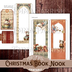 Christmas Mice Book Nook, Printable, Christmas Decoration, Lights, Old ...