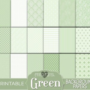 Green Patterned Printable Paper Kit, for Junk Journal, Scrapbook ...