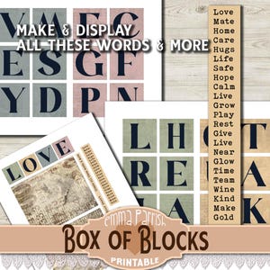 Printable 'painted Wood' Word Blocks, Rustic Home Decor, Home, Family ...