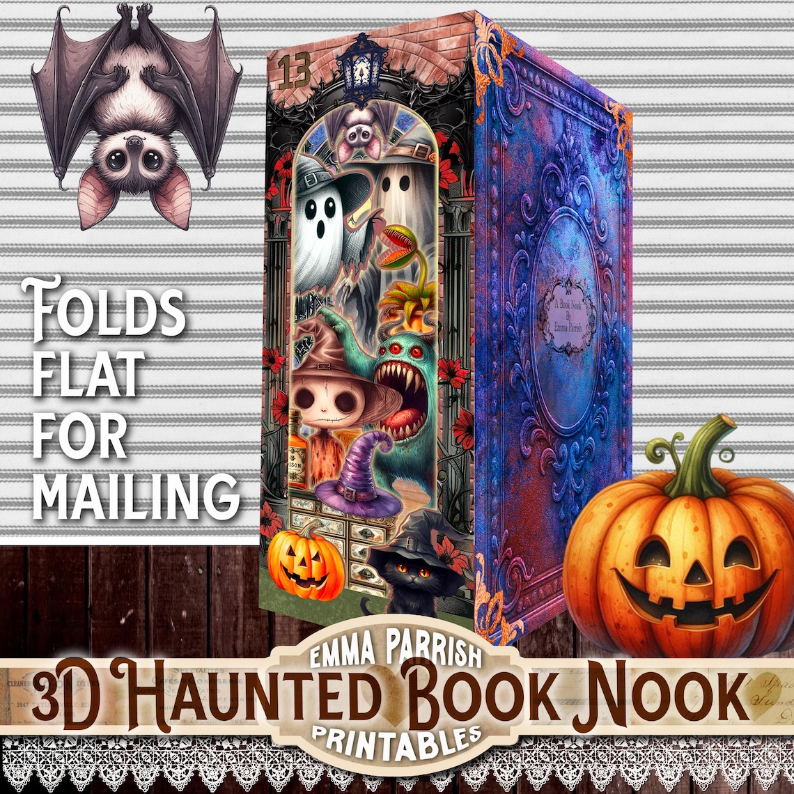 Haunted Book Nook Printable Kit - Cricut Friendly, Halloween Decor, DIY ...