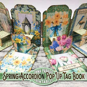 Spring Pop-up Tag Book Printable Kit, DIY Accordion Journal, Cricut ...