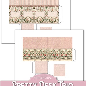 Printable Junk Journal Ephemera Storage, Pretty Desk Tidy Trio, Shabby ...