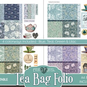 Digital Printable Tea Bag Envelope Folio, Tea Lover Gift, Hand Made Tea ...