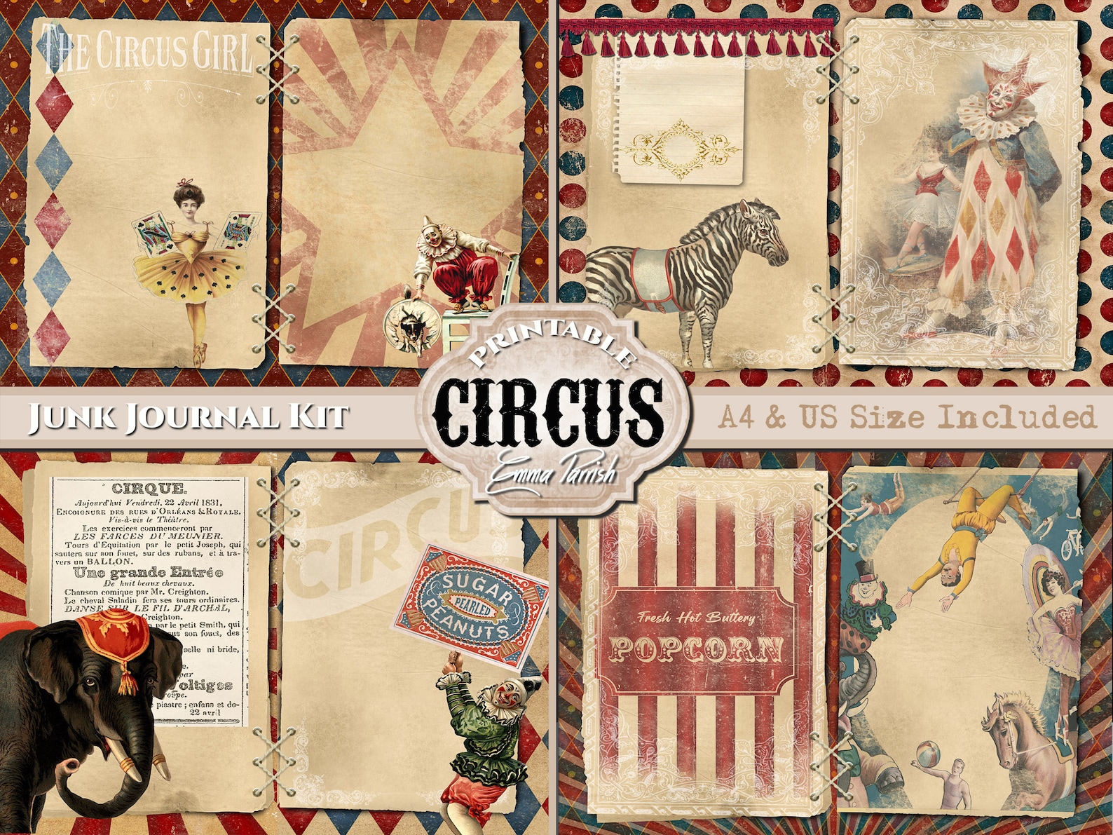 Vintage Circus Junk Journal Kit Printable Circus Digital - Etsy