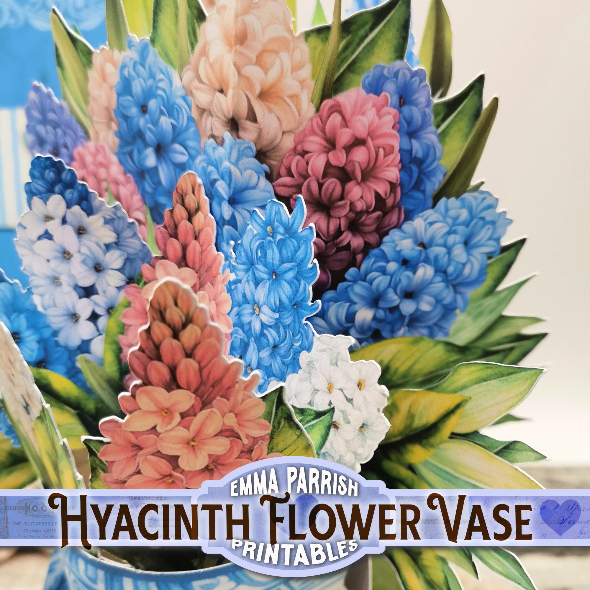 3D Pop-up Flower Vase Card, Spring Hyacinths, Printable DIY Papercraft ...