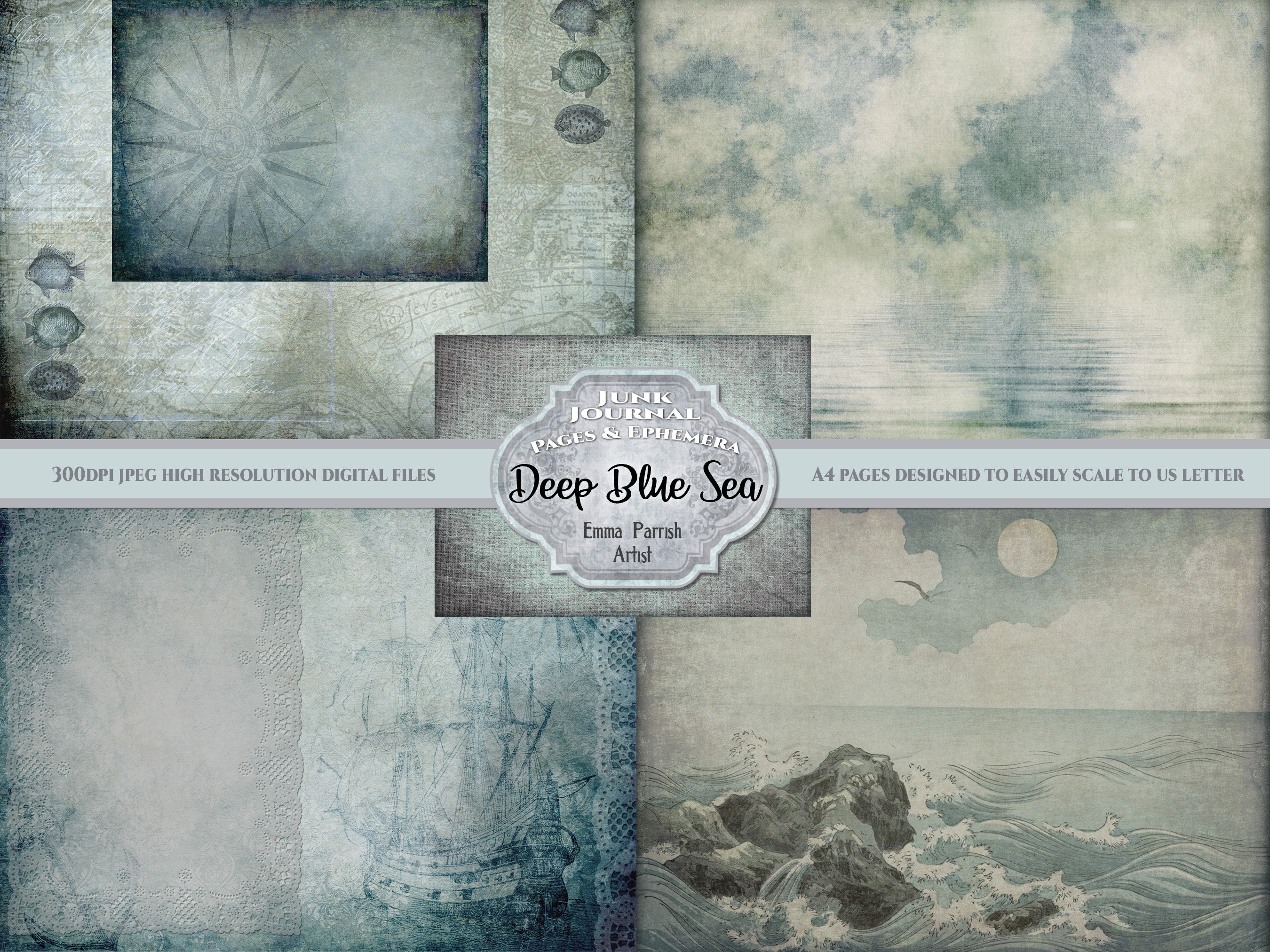 Ocean Junk Journal Kit Nautical Blue Digital Paper Printable - Etsy UK