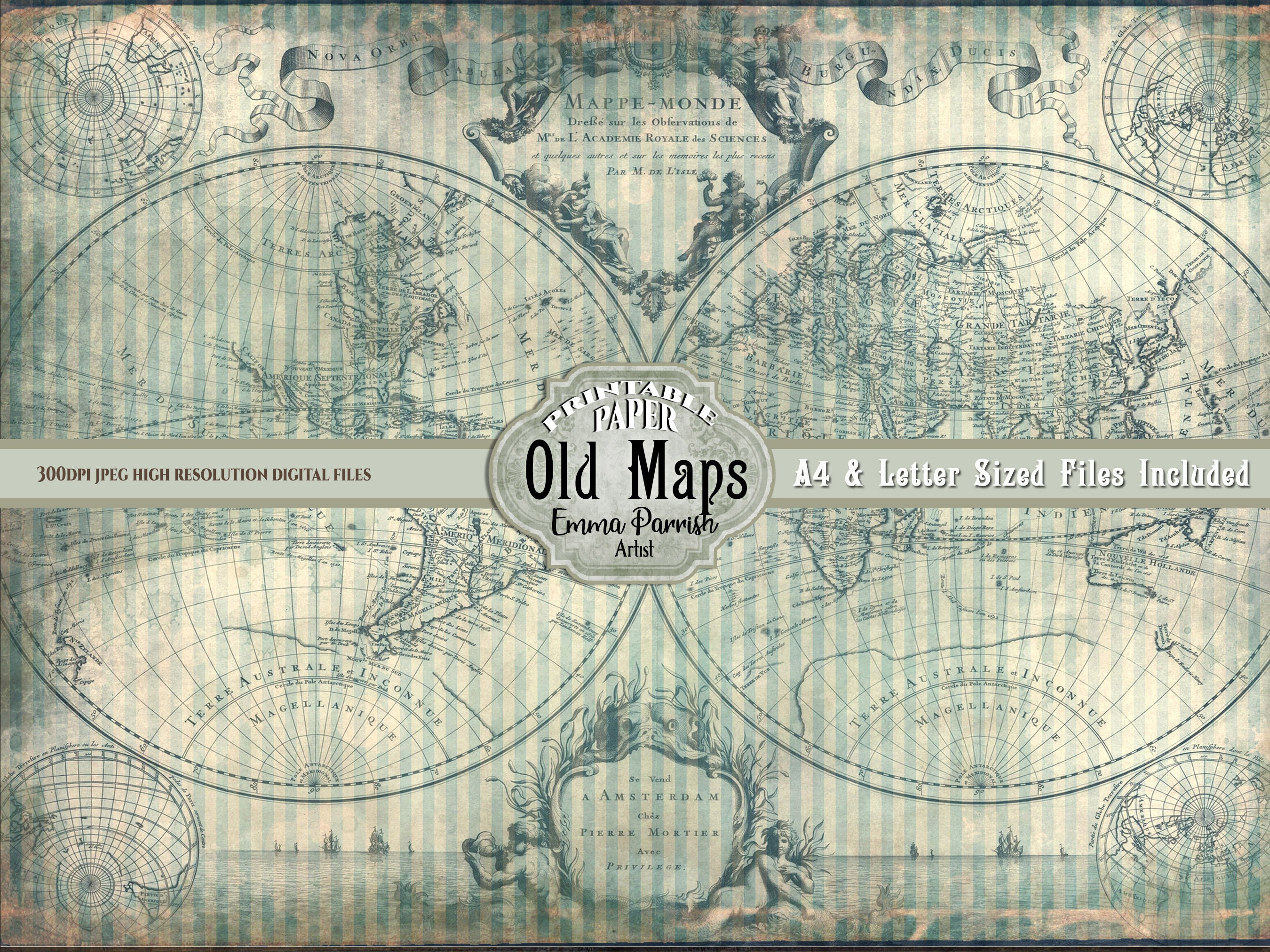 Printable Travel Junk Journal Papers, Old Map Pages, Vintage Printable ...