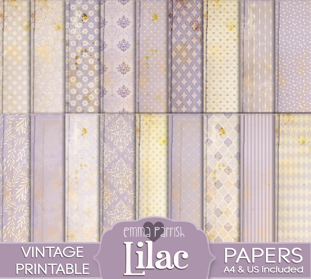 Shabby Lilac Printable Papers, Vintage Patterns, Junk Journal ...