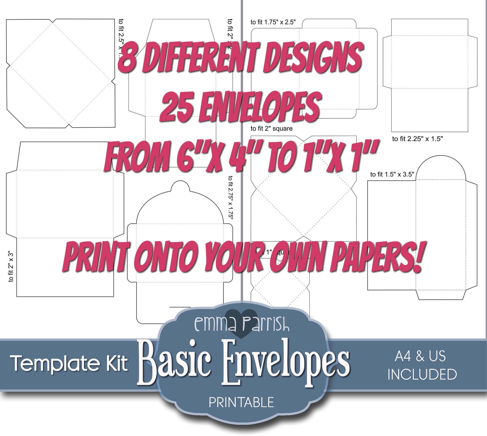 25 Printable Envelope Template Kit Junk Journal Ephemera - Etsy UK