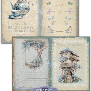 Blue Junk Journal Kit, Shabby, Vintage, Butterflies, Floral, Dream ...
