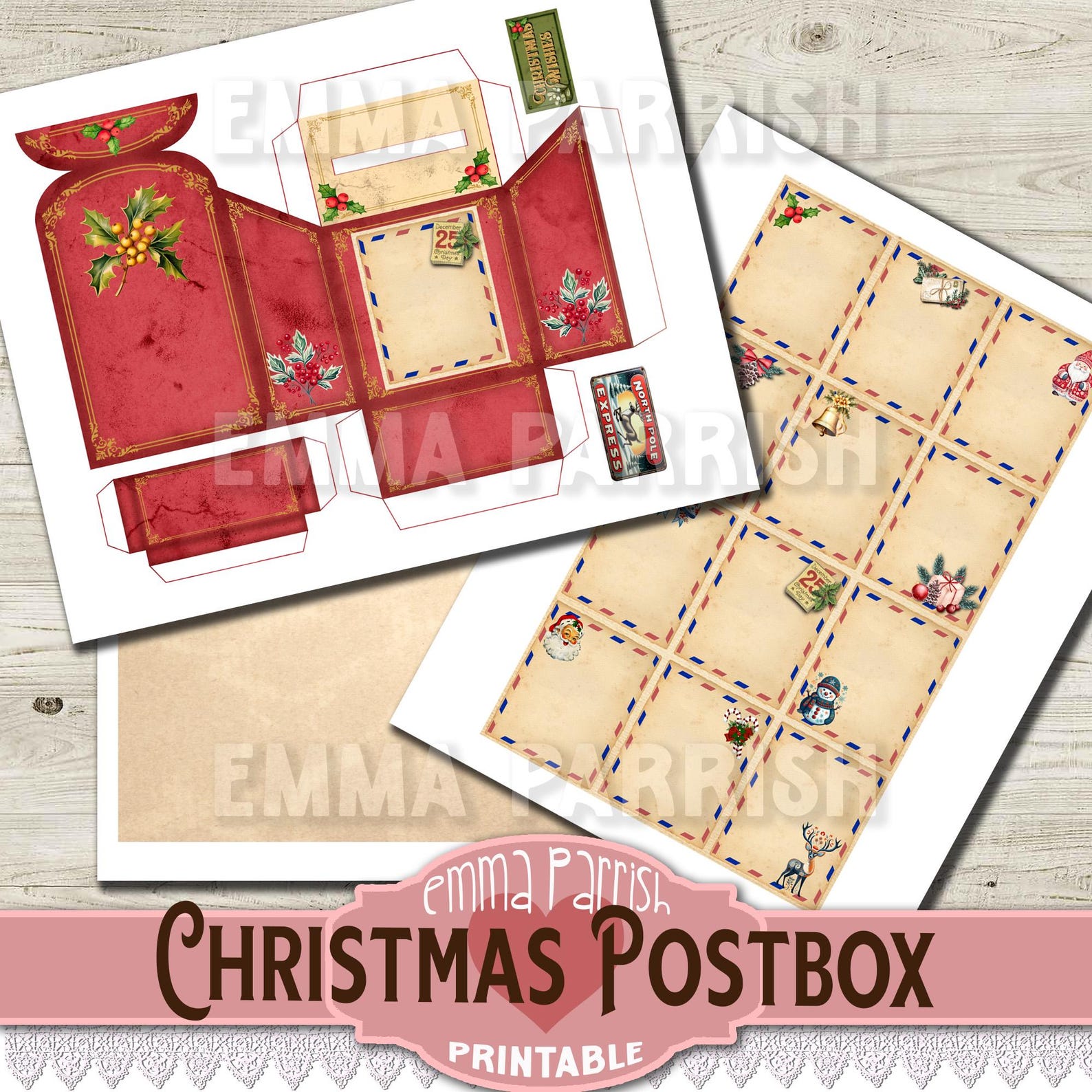 Christmas Mailbox Printable, Postbox, Letter to Santa, Mini Papercraft ...