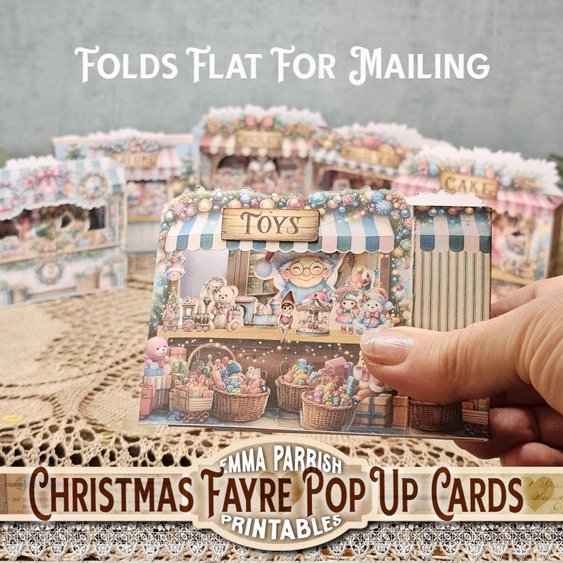 Pop-up Christmas Fayre Printables Card Kit, Set of 6, DIY 3D Papercraft ...
