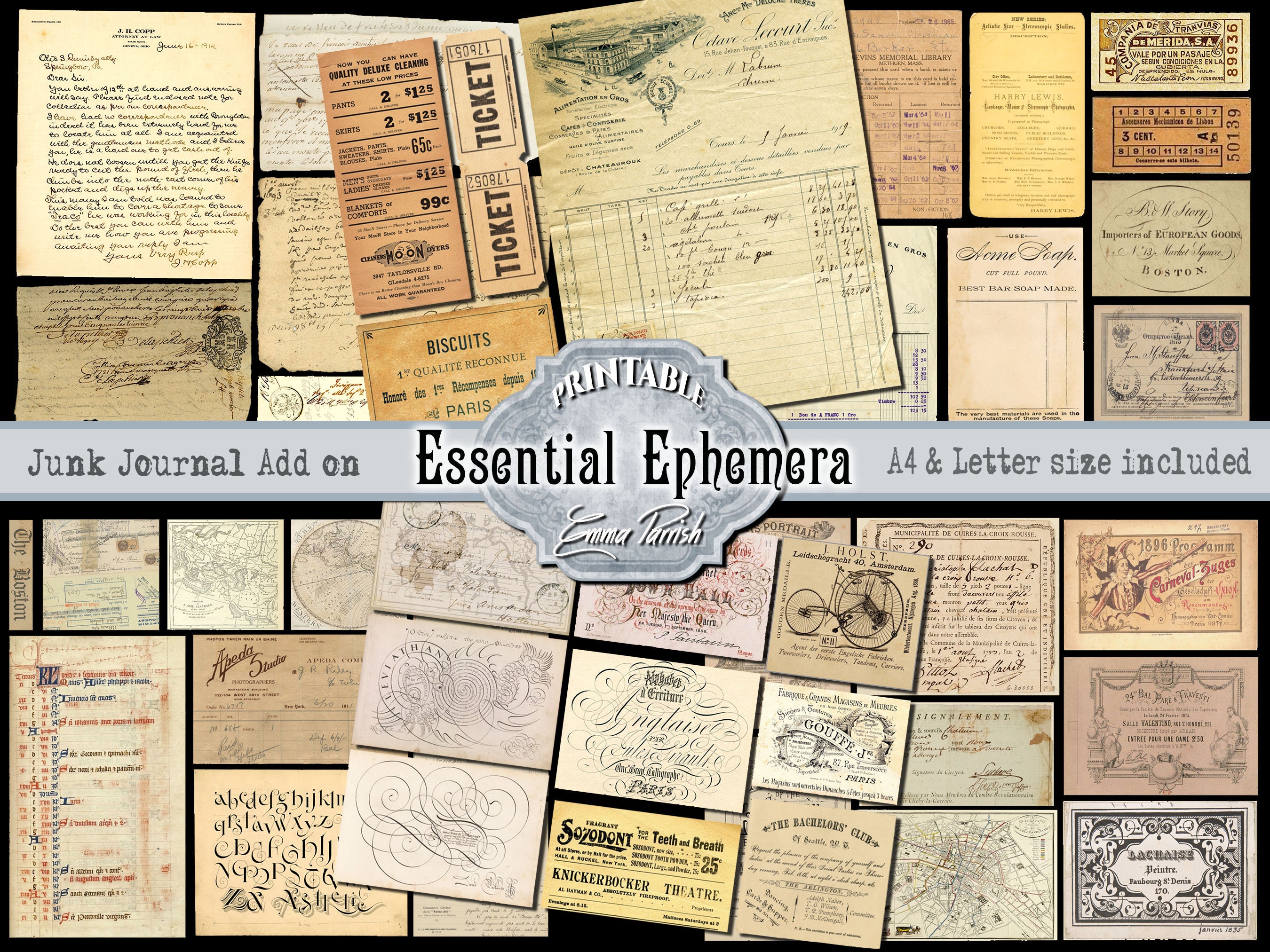 Vintage Printable Ephemera Pack Junk Journal Kit Add On Aged - Etsy