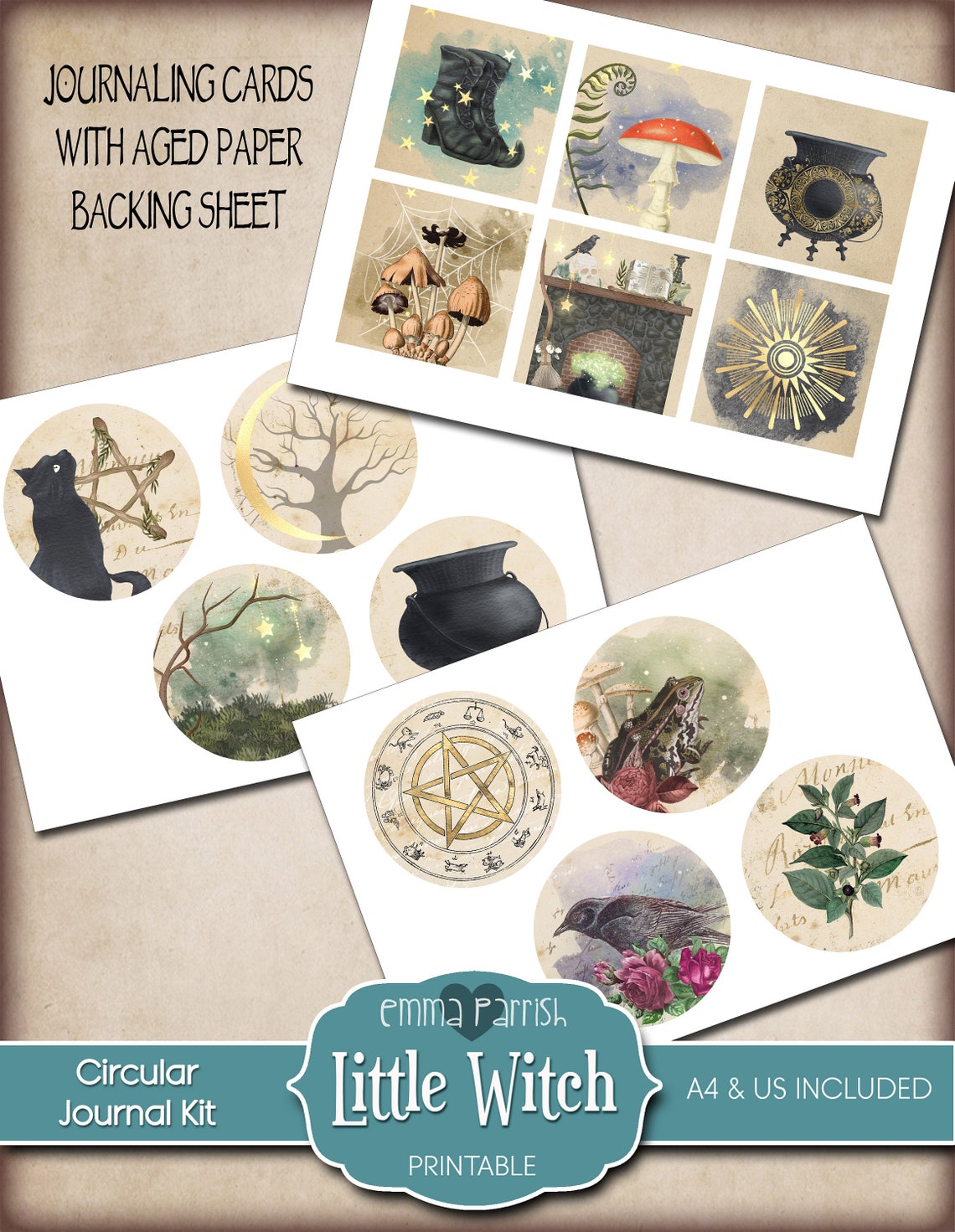 Witch Junk Journal Kit Circular Printable Journal Witches - Etsy