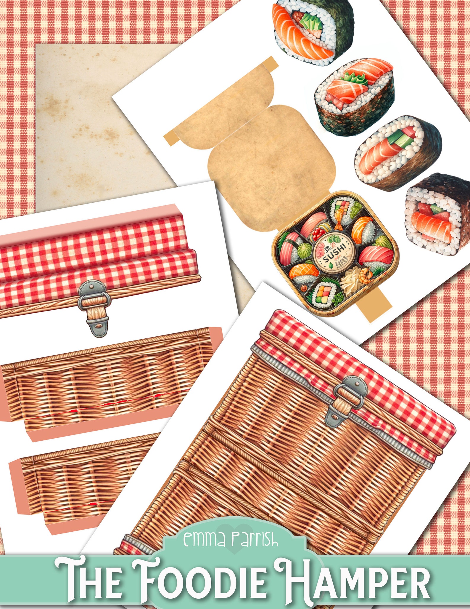 Foodie Hamper Printable Junk Journal Folio, Food Lover, Chocolate ...