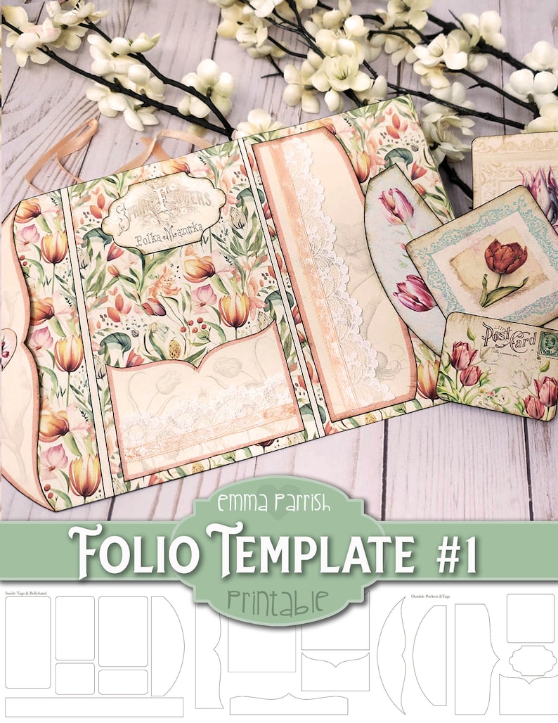 Printable Folio Template #1, Junk Journal Ephemera, Card Making ...
