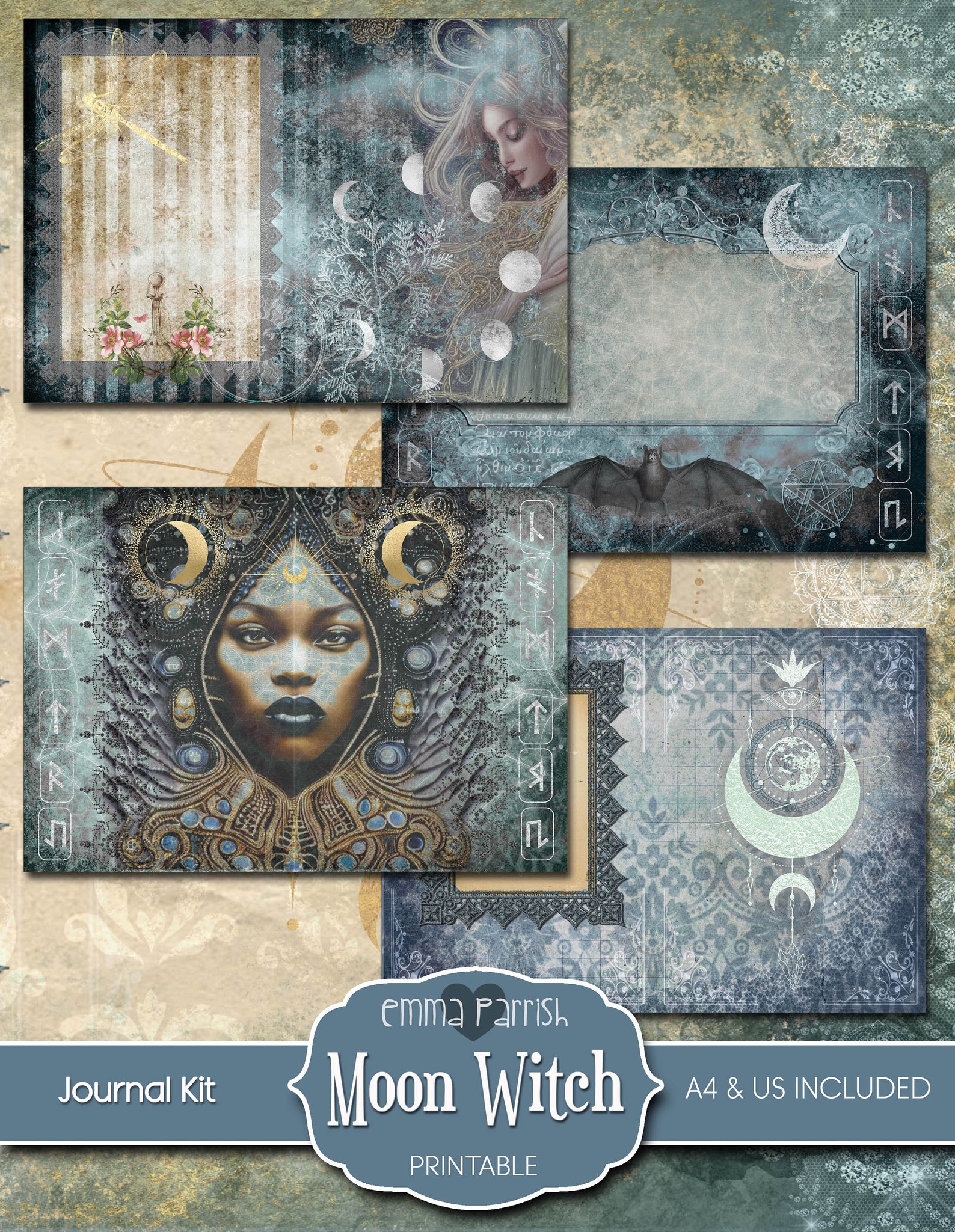 Moon Witch Journal Junk Journal Printable Kit Celestial - Etsy UK