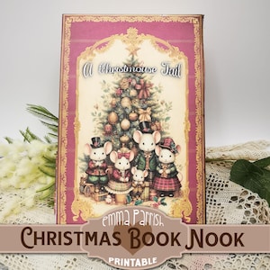 Christmas Mice Book Nook, Printable, Christmas Decoration, Lights, Old ...