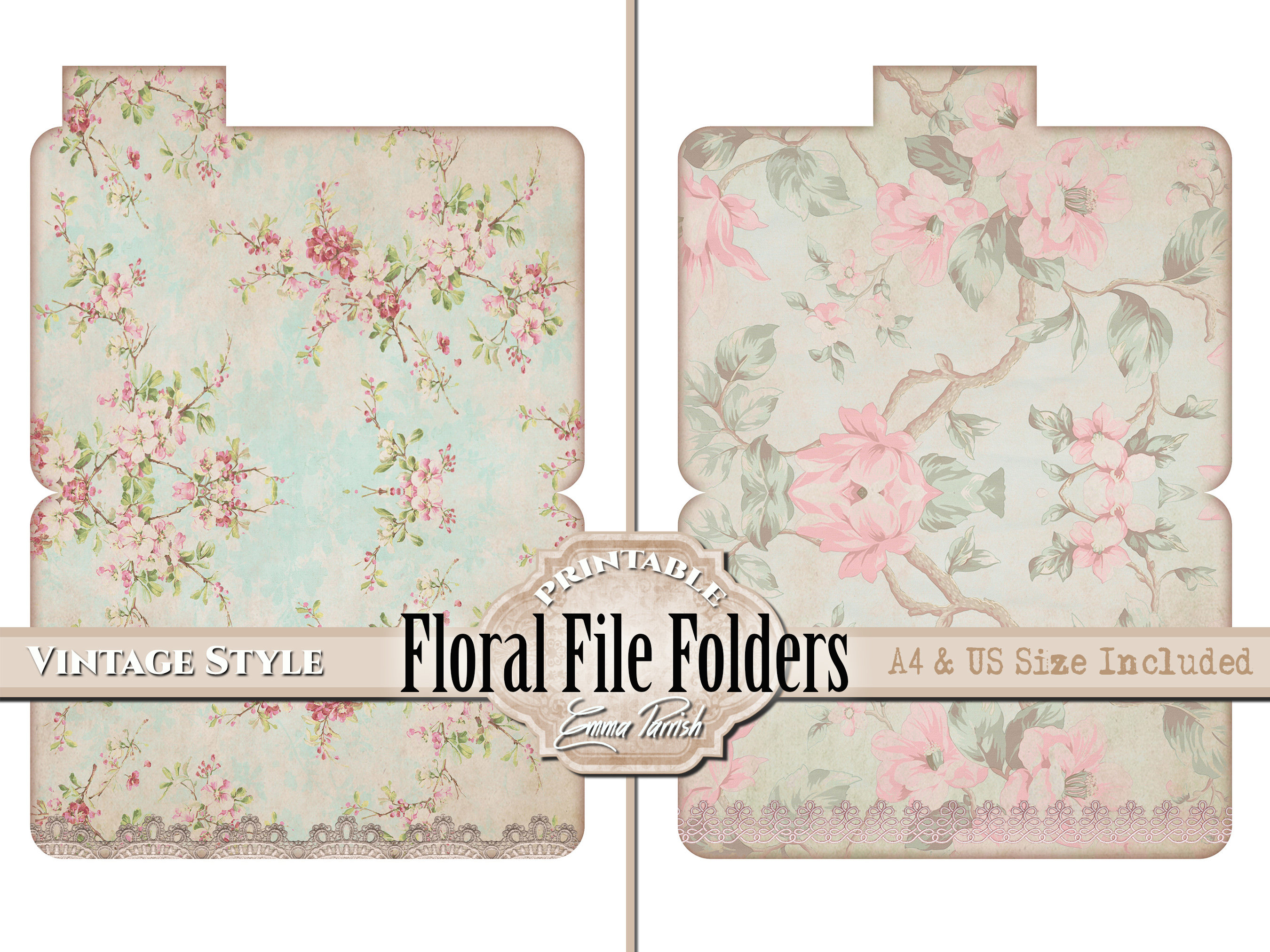 Junk Journal Printable File Folders, Digital Ephemera Pack, Journal ...