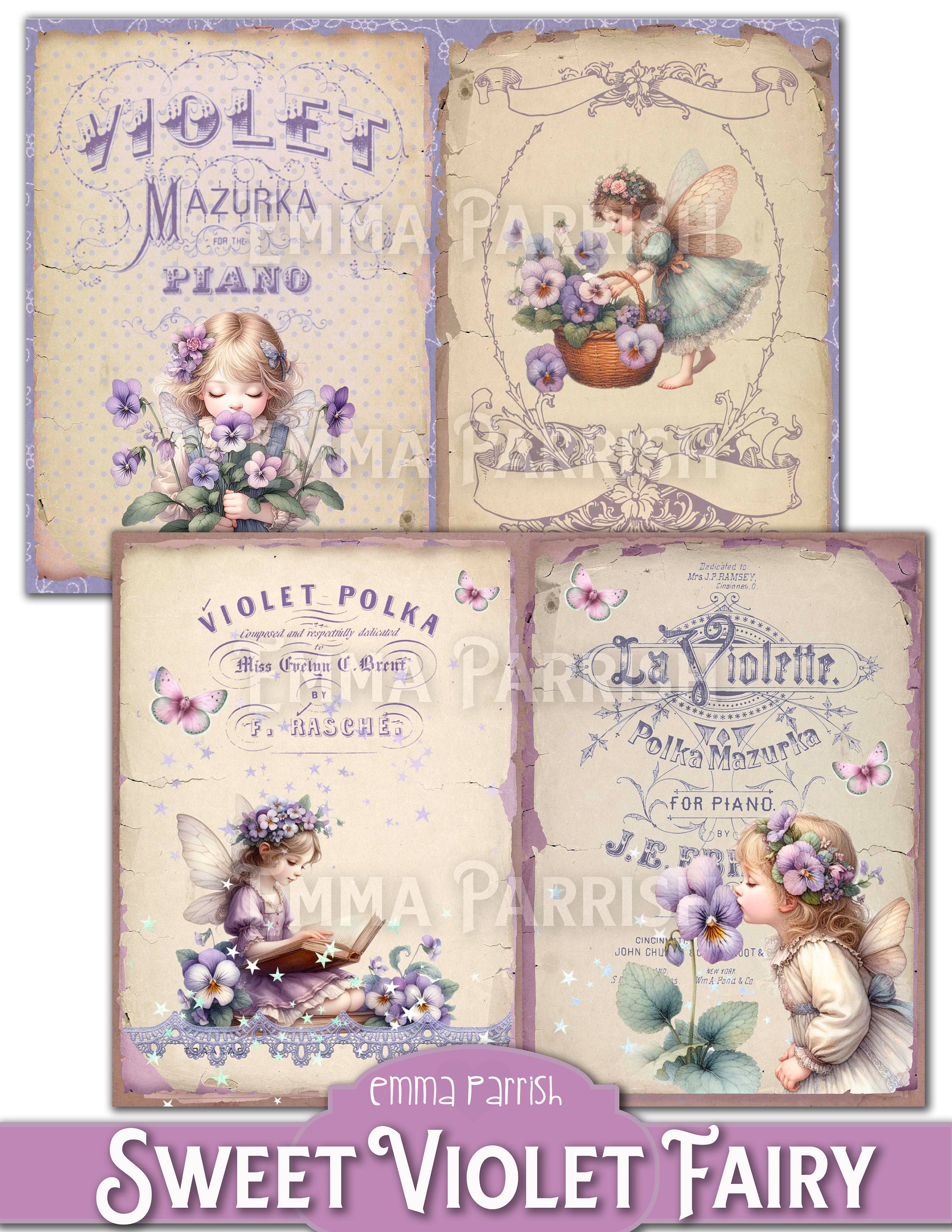 Sweet Violet Fairies Printable Journal Kit, Spring Flower Fairy Junk ...