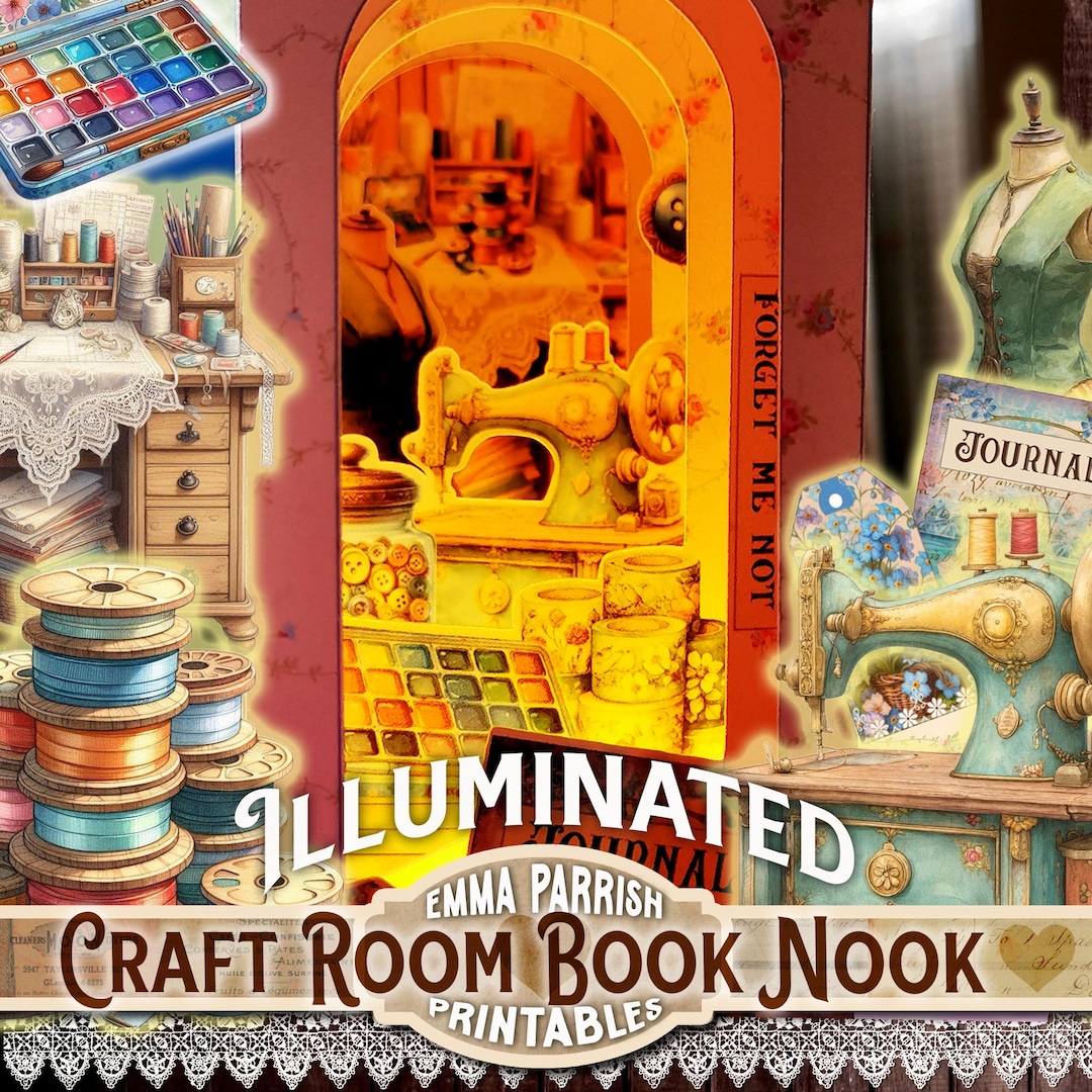 Craft Room Book Nook Printable Kit - Cricut Friendly, Sewing, Art, Junk ...