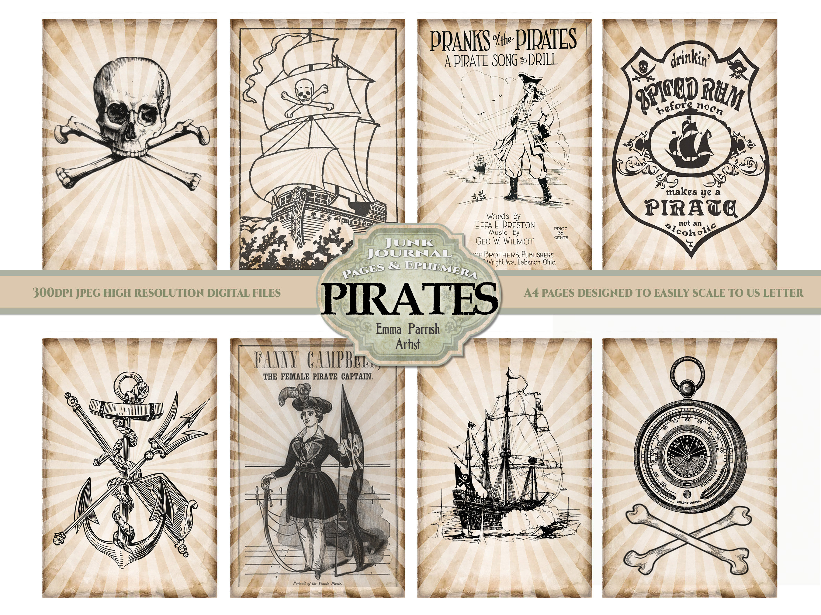 Pirate Junk Journal Kit Pirates Printable Ephemera Piracy | Etsy