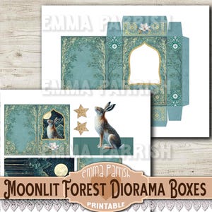 3 Foldable Diorama Boxes, Hare, Owl, Fox, Forest Woodland Animals ...
