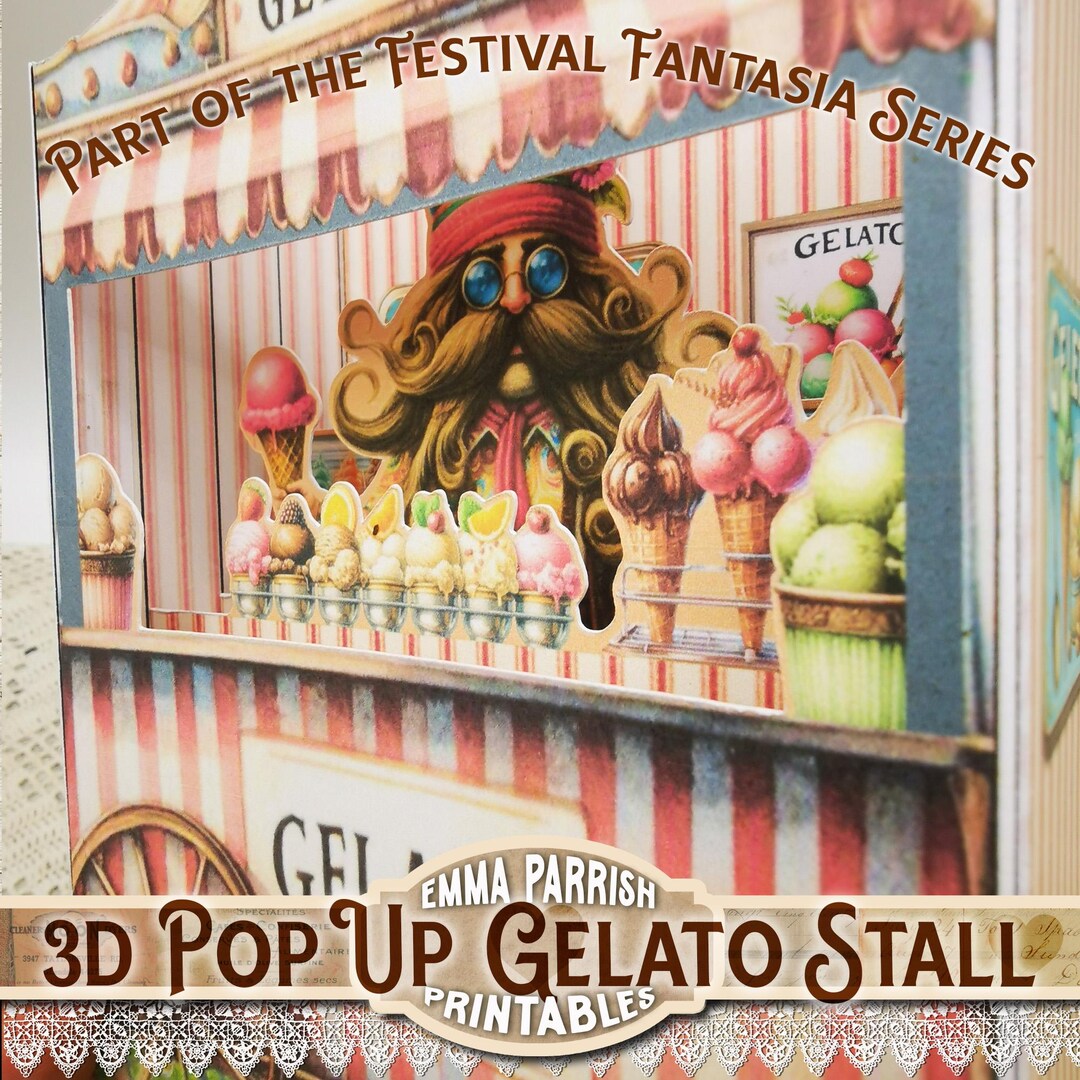 Gelato Stall, Pop up Book Nook, Junk Journal, Home Decor Display, Pop ...