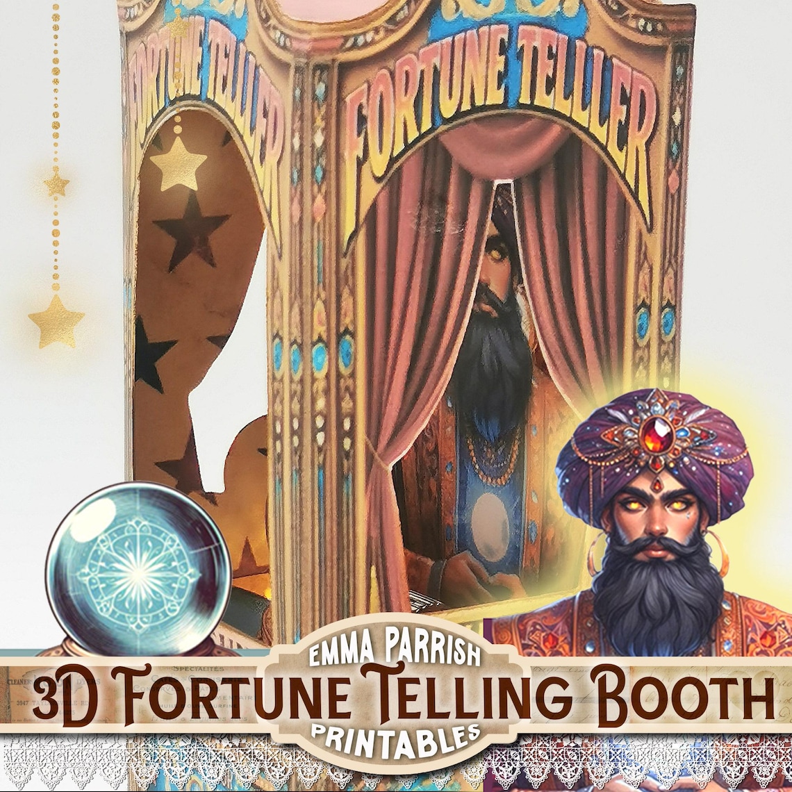 Fortune Teller Booth, Printable 3d Papercraft Kit, With Fortune Telling ...