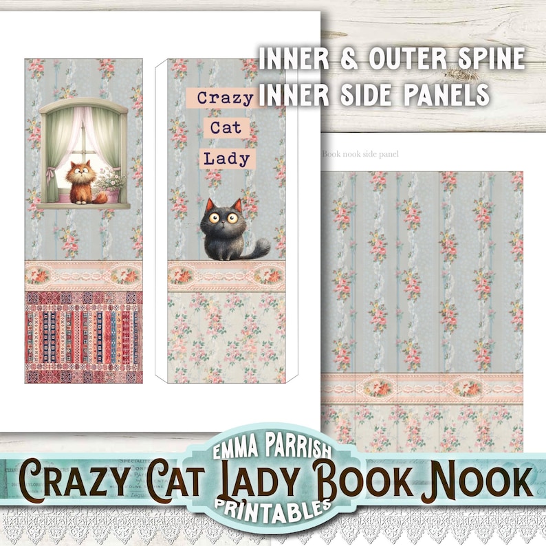 Crazy Cat Lady Book Nook Printable Kit - Cricut Friendly, 3D DIY ...