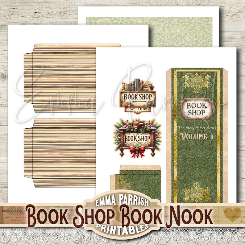 Book Store Book Nook Printable Kit, Christmas Gift & Decor, 3D DIY ...