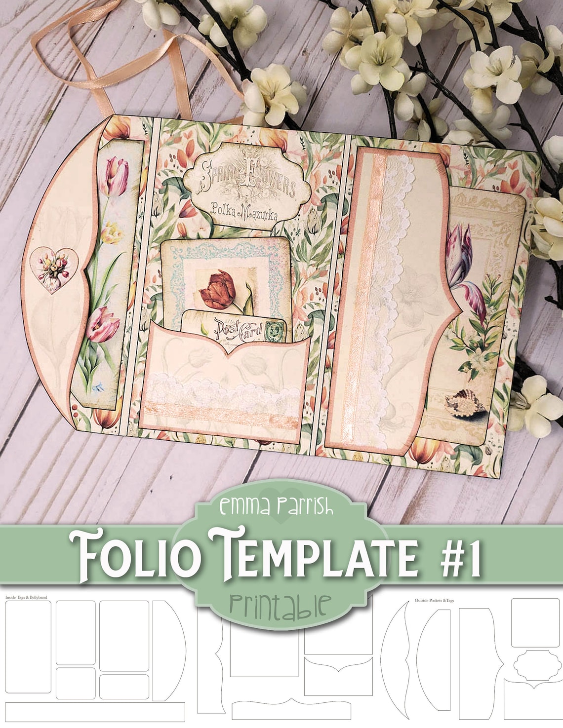 Printable Folio Template #1, Junk Journal Ephemera, Card Making ...