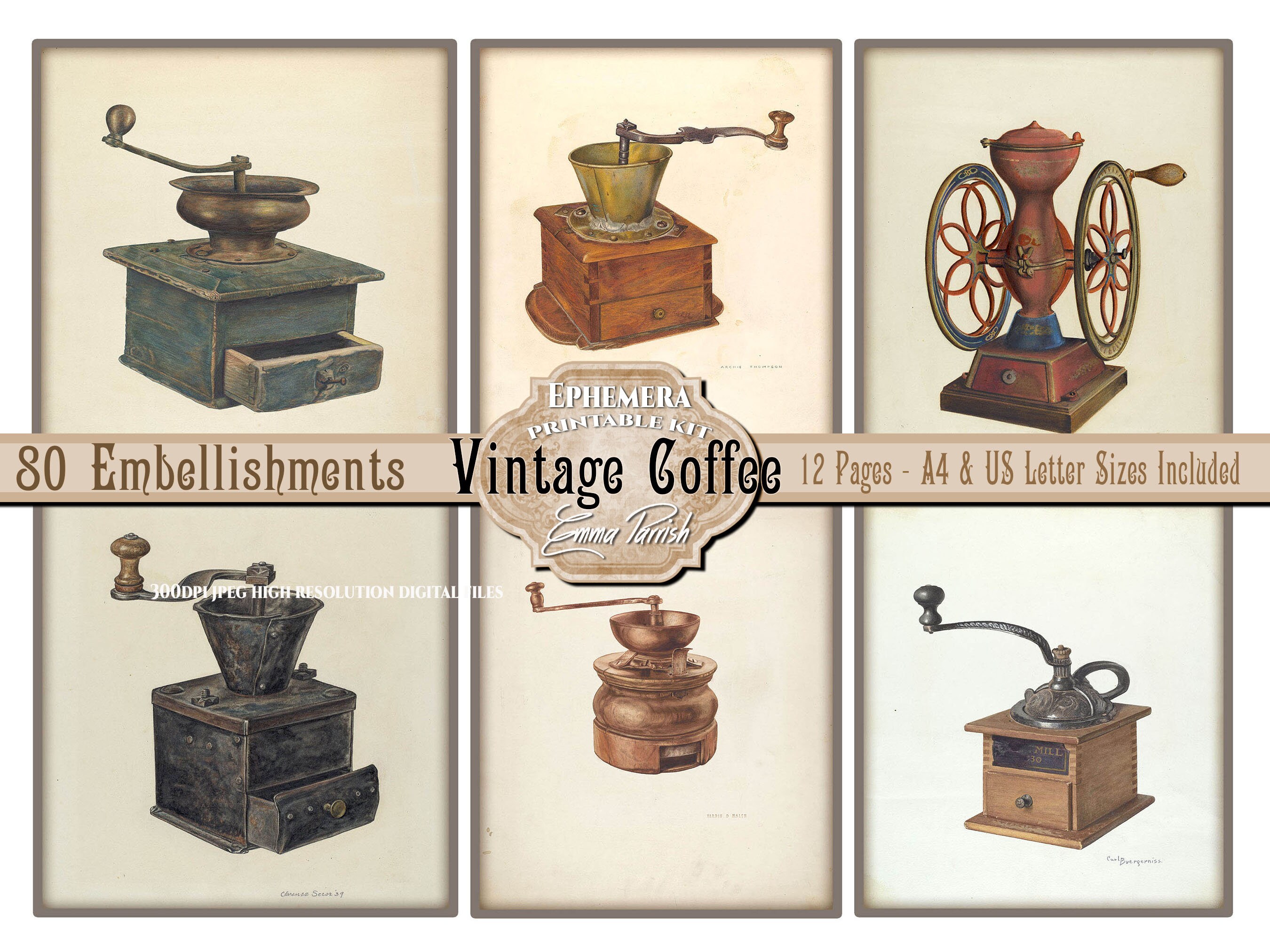 Coffee Junk Journal Printable Ephemera Coffee Embellishments - Etsy