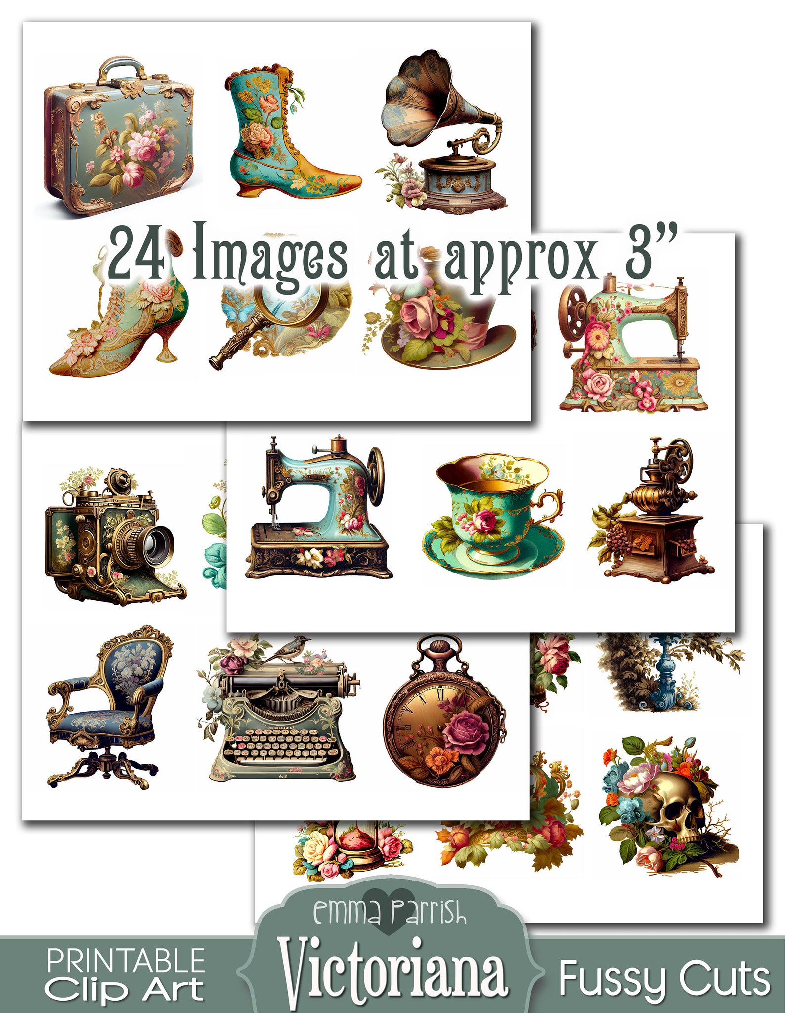 Victoriana Printable Stickers, Clipart, Junk Journal Ephemera, Vintage ...