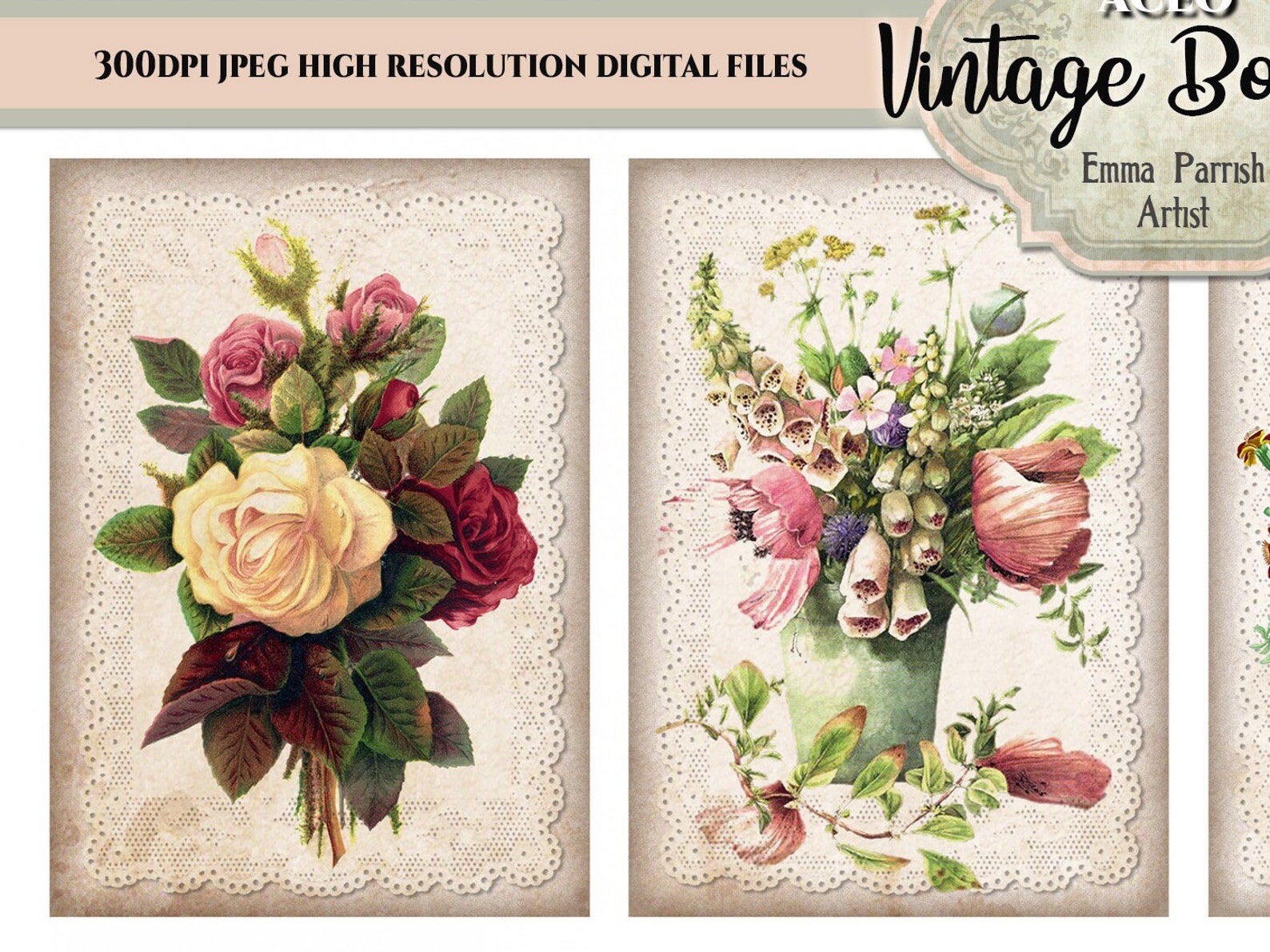 ACEO ATC Vintage Bouquet Flowers Card Making Tags - Etsy