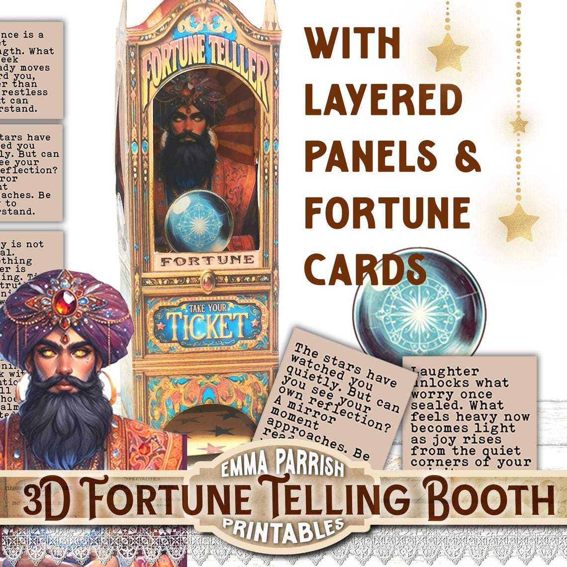 Fortune Teller Booth, Printable 3d Papercraft Kit, With Fortune Telling ...