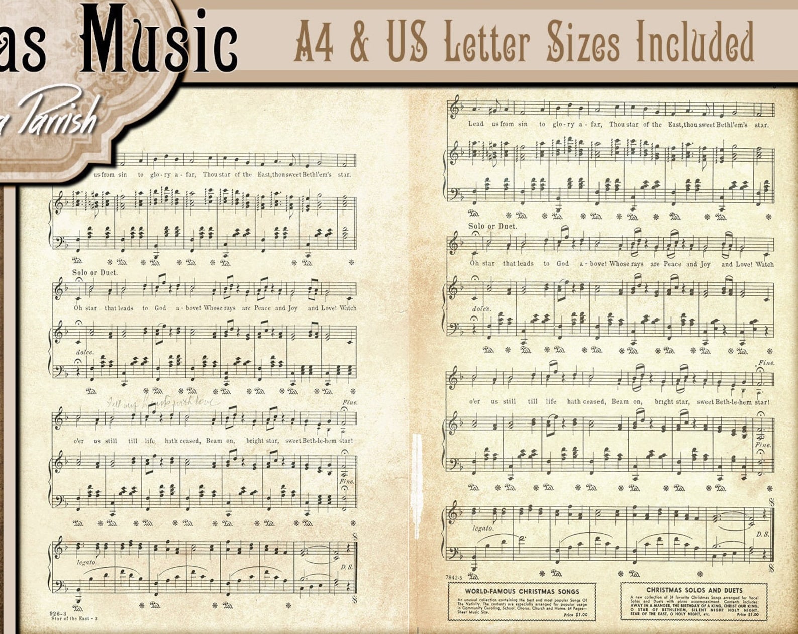 Vintage Christmas Printable Music Paper Christmas Junk - Etsy