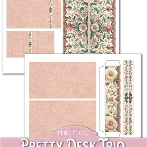 Printable Junk Journal Ephemera Storage, Pretty Desk Tidy Trio, Shabby ...