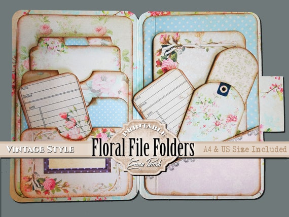 Junk Journal Printable File Folders Digital Ephemera Pack - Etsy