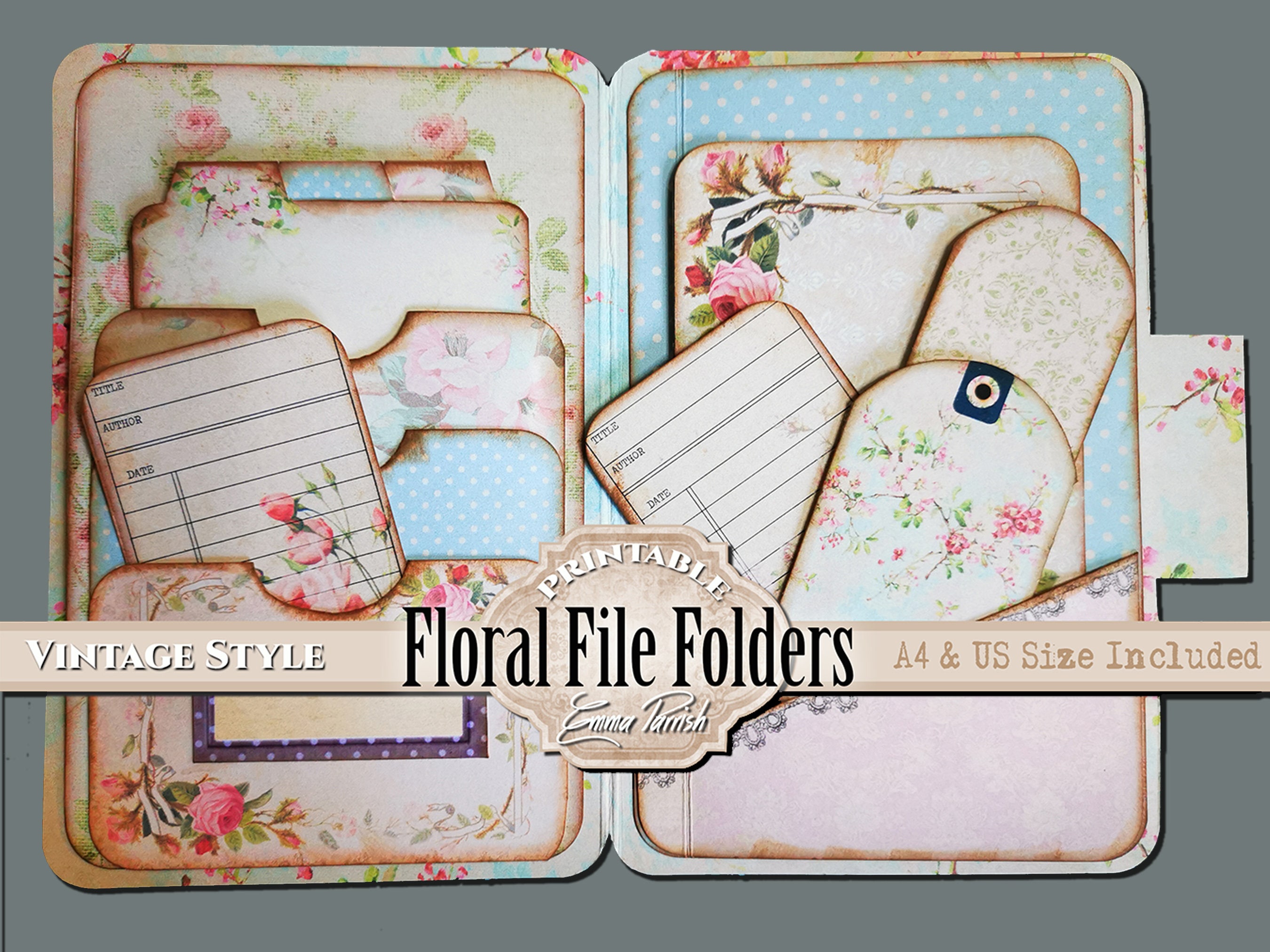 Junk Journal Printable File Folders Digital Ephemera Pack - Etsy