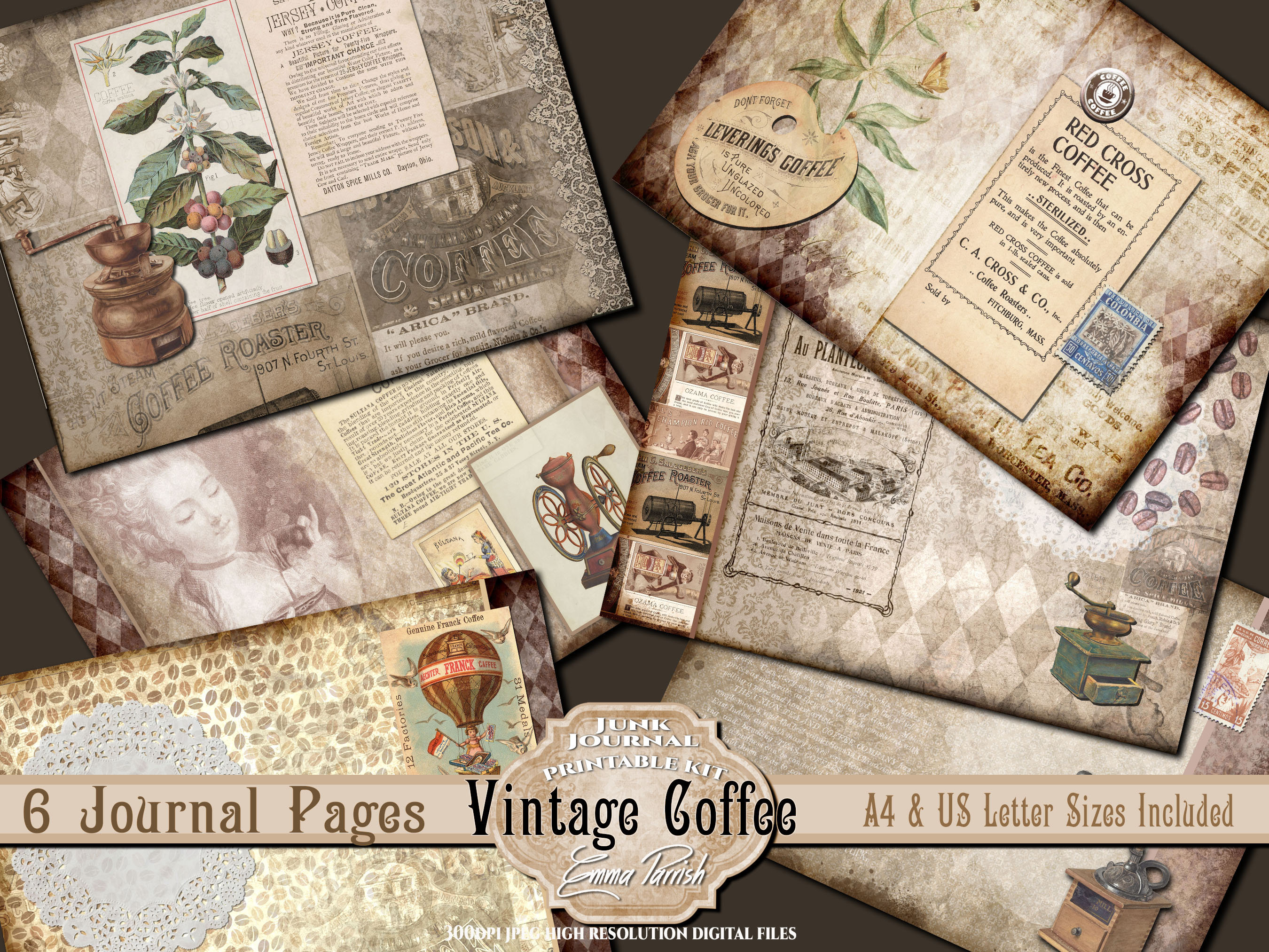 Coffee Junk Journal Printable Papers Coffee Stained Paper - Etsy