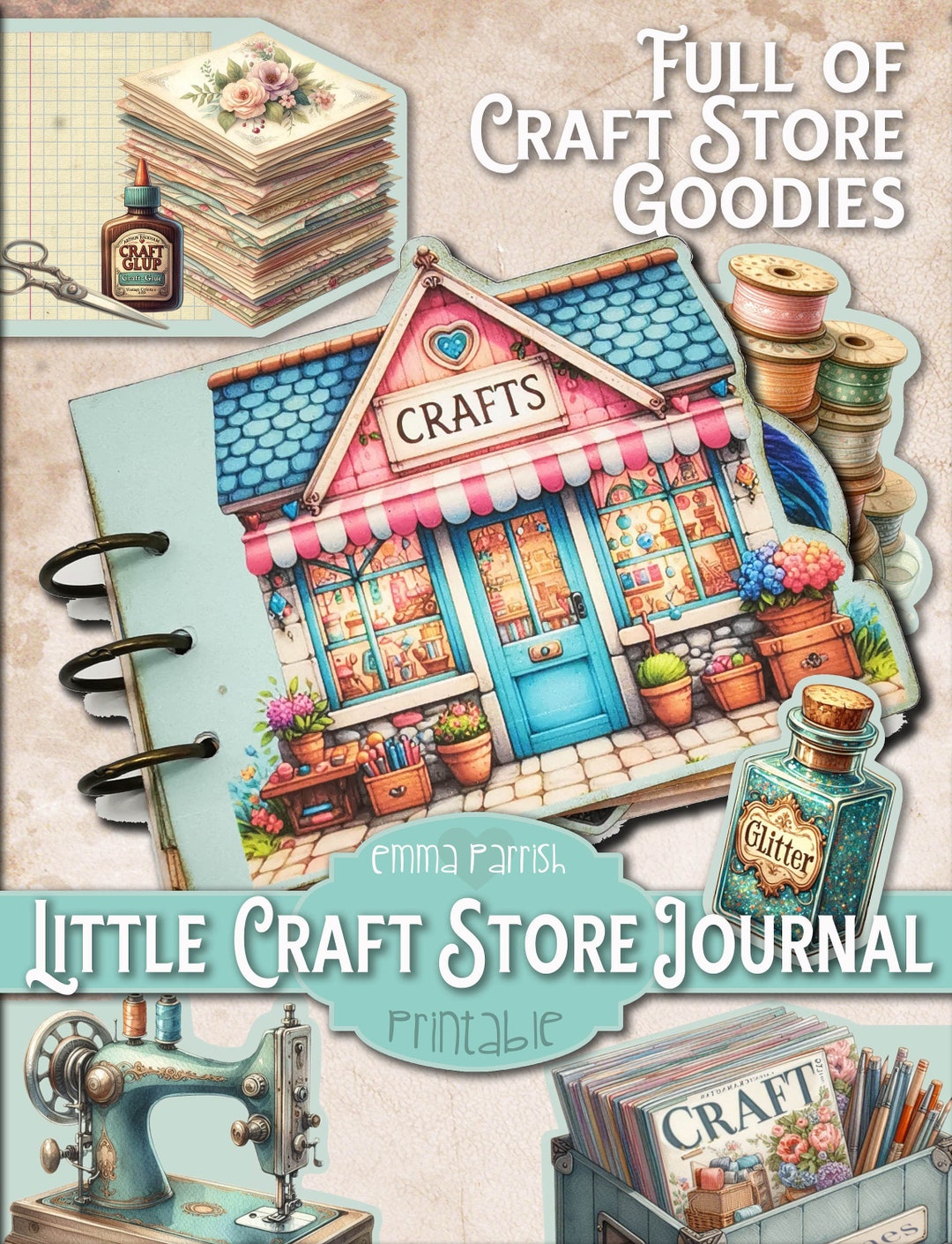 Little Craft Store Journal Kit, Printable, Mini Pocket Album, Cricut ...
