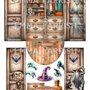 Haunted Wardrobe Pop up Card Printable, Halloween Card, Junk Journal ...
